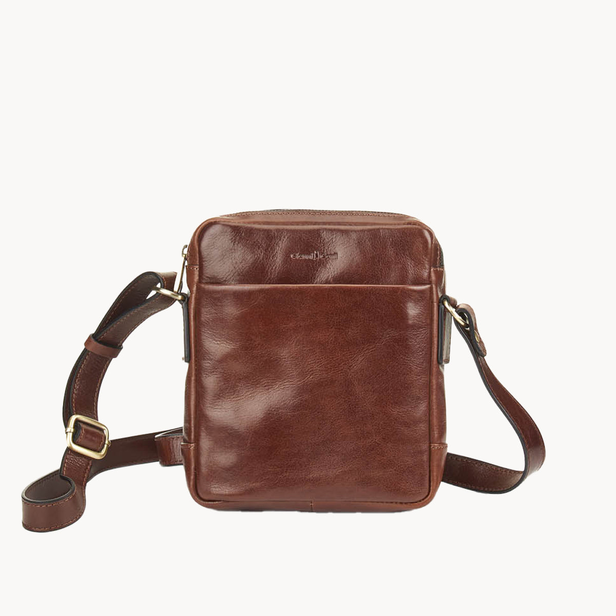 Gianni Conti - Leather Man Bag - Double Zipped with external flap and ...